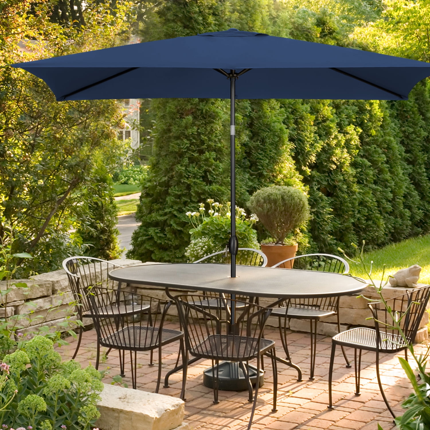 Autlaycil 10x6.5ft Rectangle Patio Umbrella with Round Plastic Base ...