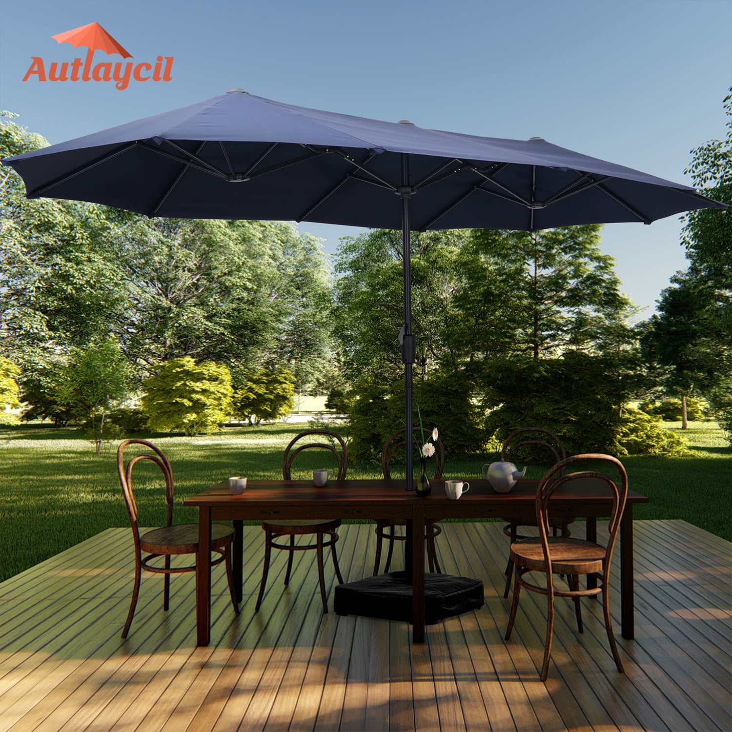 Autlaycil 13 FT Patio Umbrella with Sun Protection & Easy Crank for ...