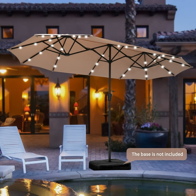 Autlaycil Outdoor 13 Ft Patio Umbrella with Solar LED Lights, Crank ...