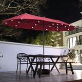 Autlaycil Solar LED Patio Umbrella 13 ft Red with 36 Lights, Waterproof ...