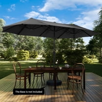 Autlaycil 13 ft Large Rectangle Umbrella with 36 Solar Lights and Crank ...