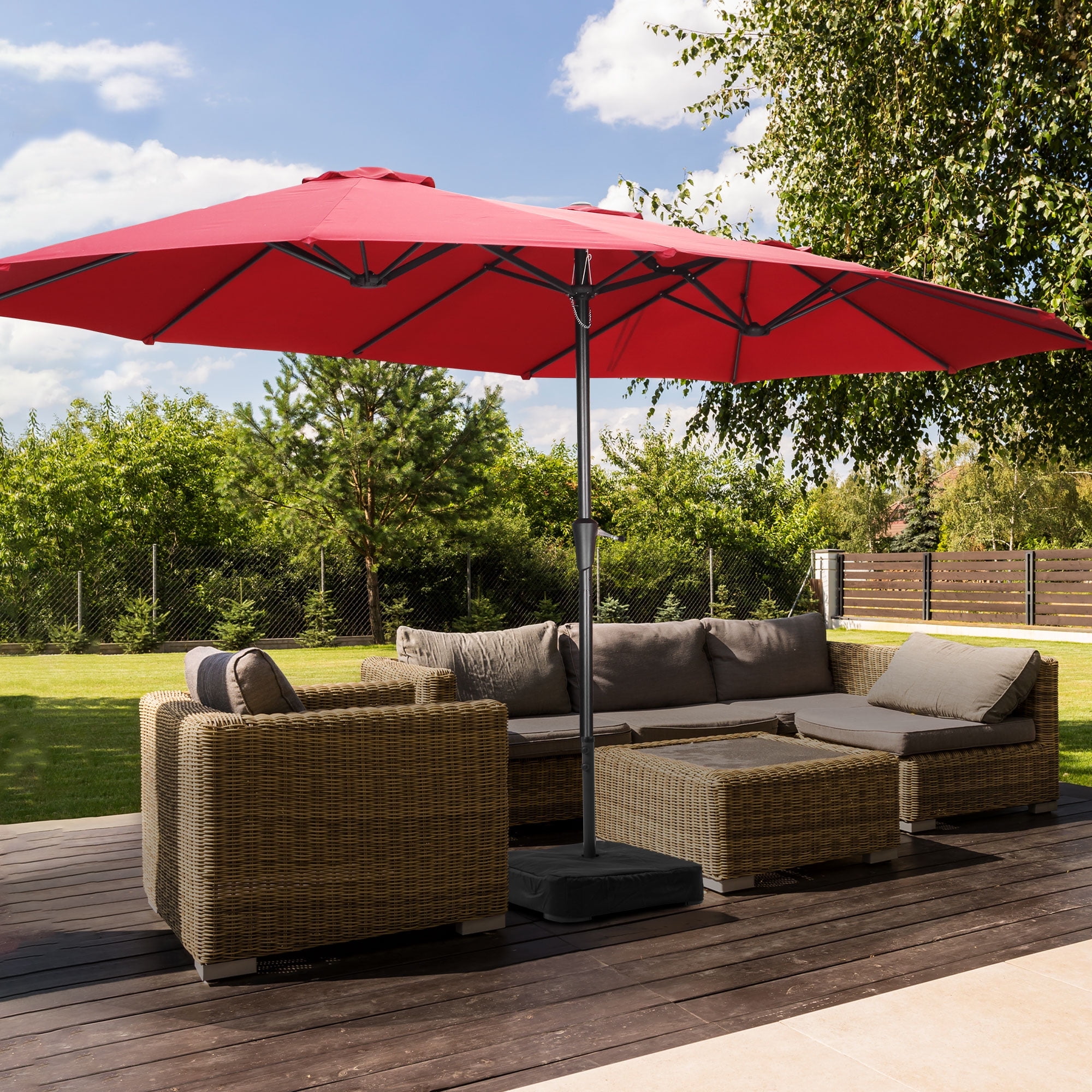 Autlaycil 15 ft Patio Umbrella and Base of the Umbrella with Solar ...