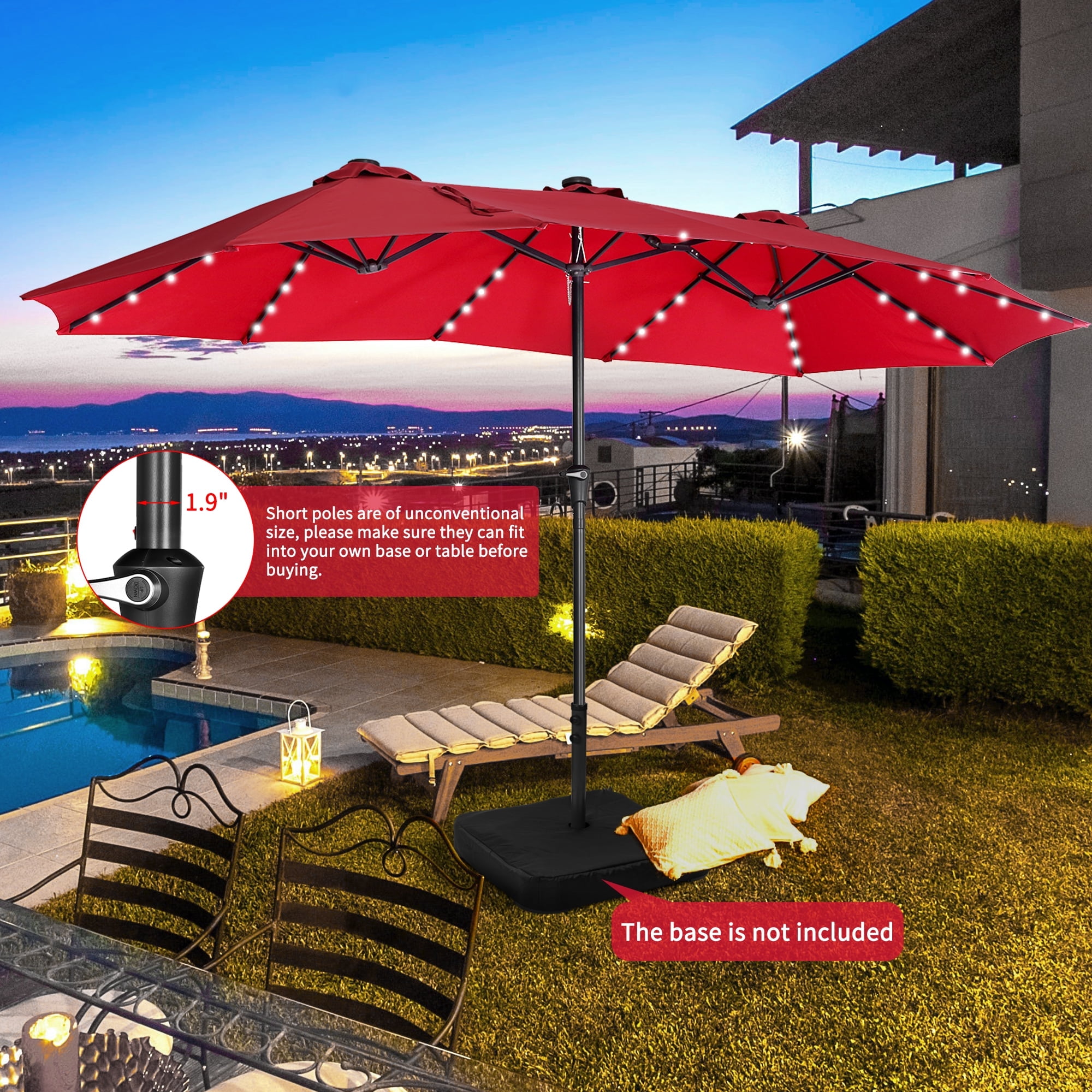 Free Shipping! Autlaycil 15 ft Double-Sided Patio Umbrella with 48 ...