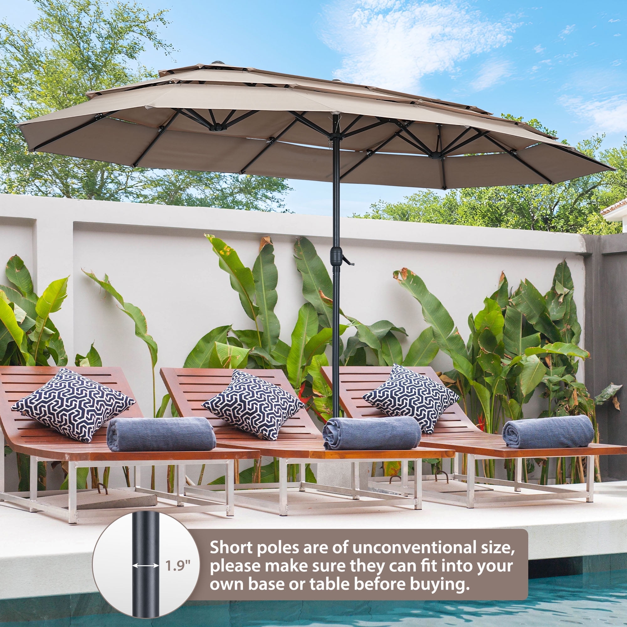 Autlaycil 15ft Patio Umbrella with 3-Tiers Umbrella Top, Airflow Smooth ...