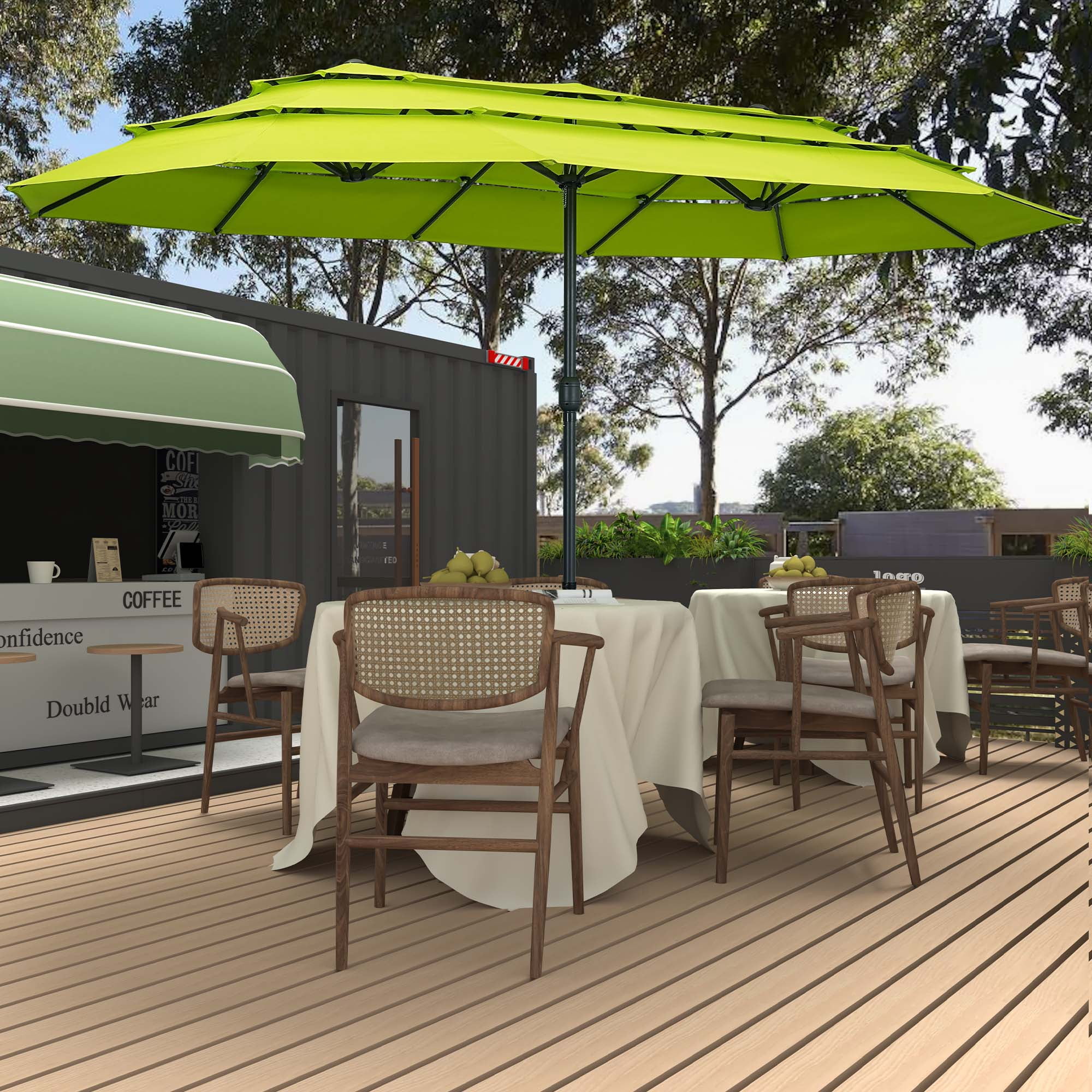 Autlaycil 15ft Patio Umbrella with 3-Tiers Umbrella Top, Airflow Smooth ...