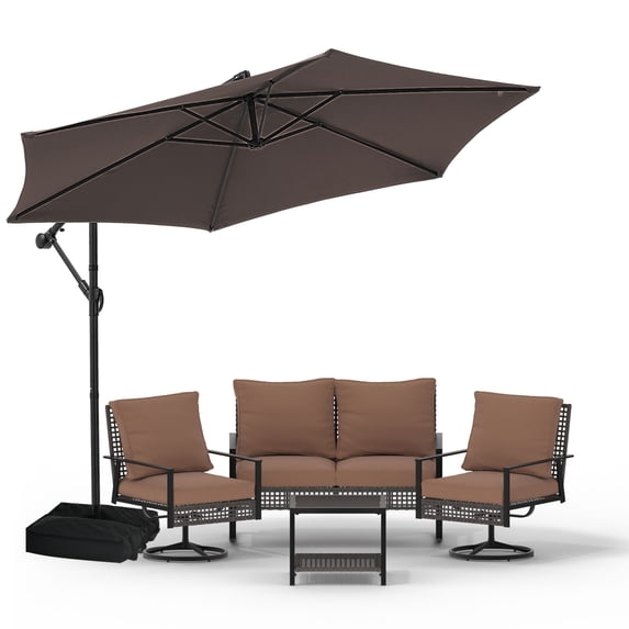 Autlaycil 6 pcs Patio Furniture Set, 10ft Cantilever Offset Patio ...