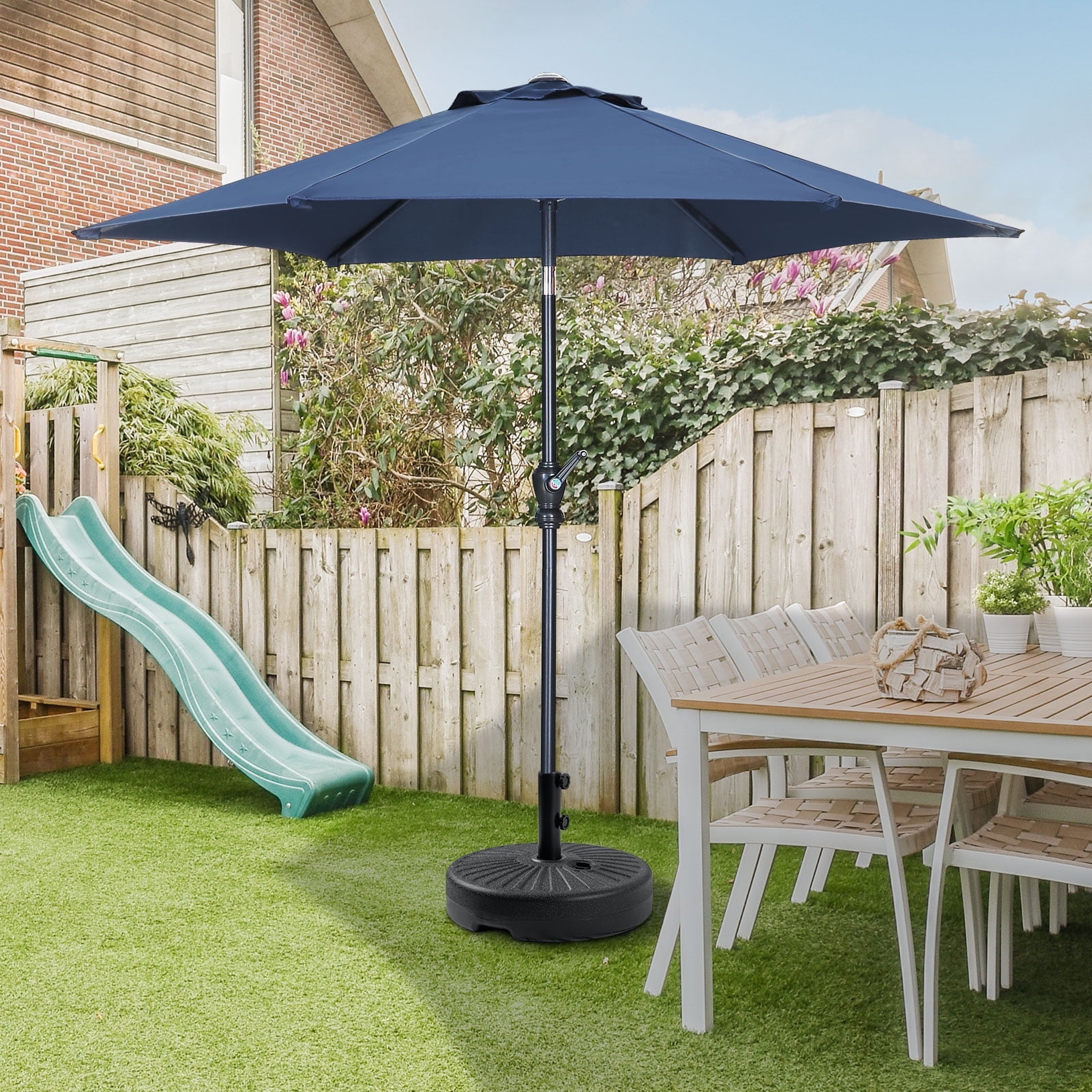 Autlaycil 7.5ft Outdoor Patio Umbrella with Umbrella Weighted Base ...