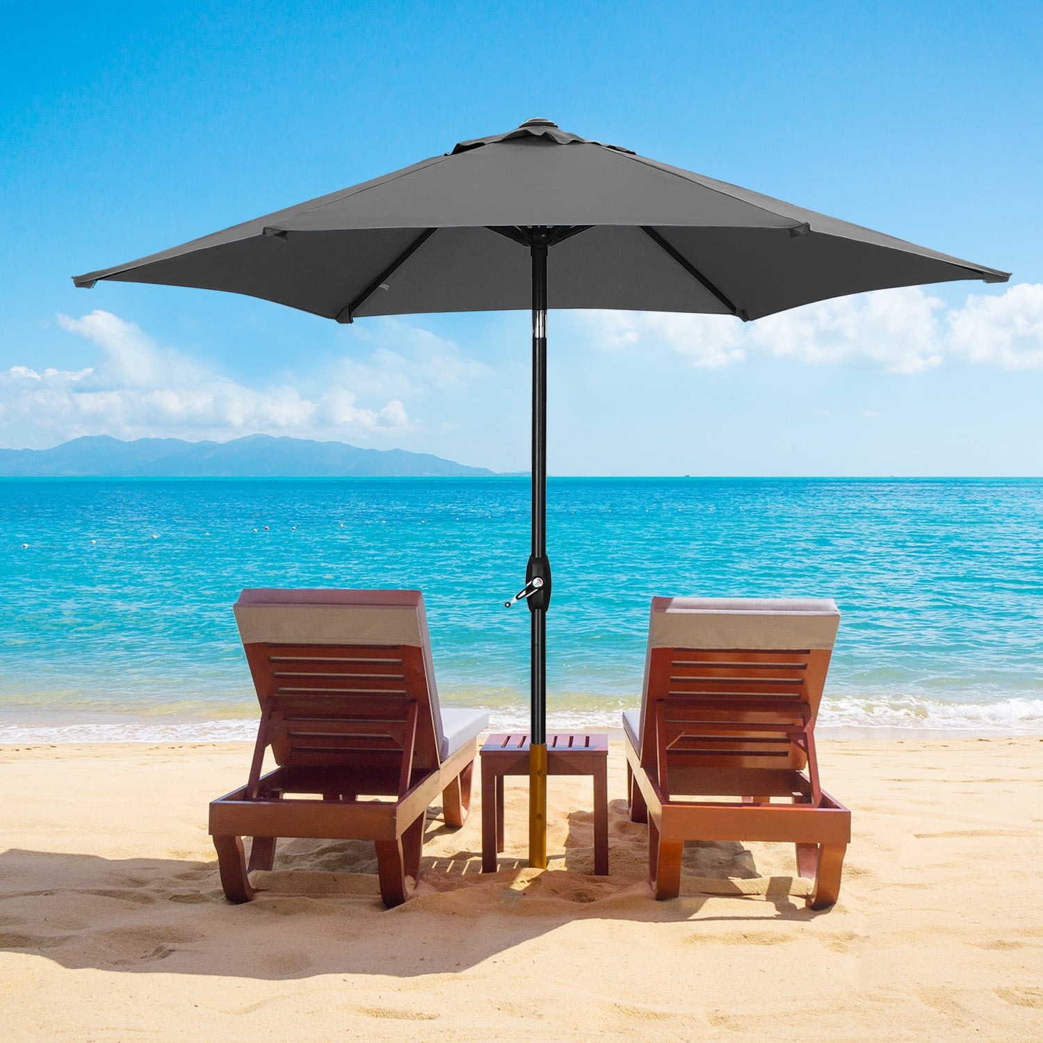 Autlaycil 9' Patio Umbrella with Tilt and Crank, Adjustable Outdoor ...