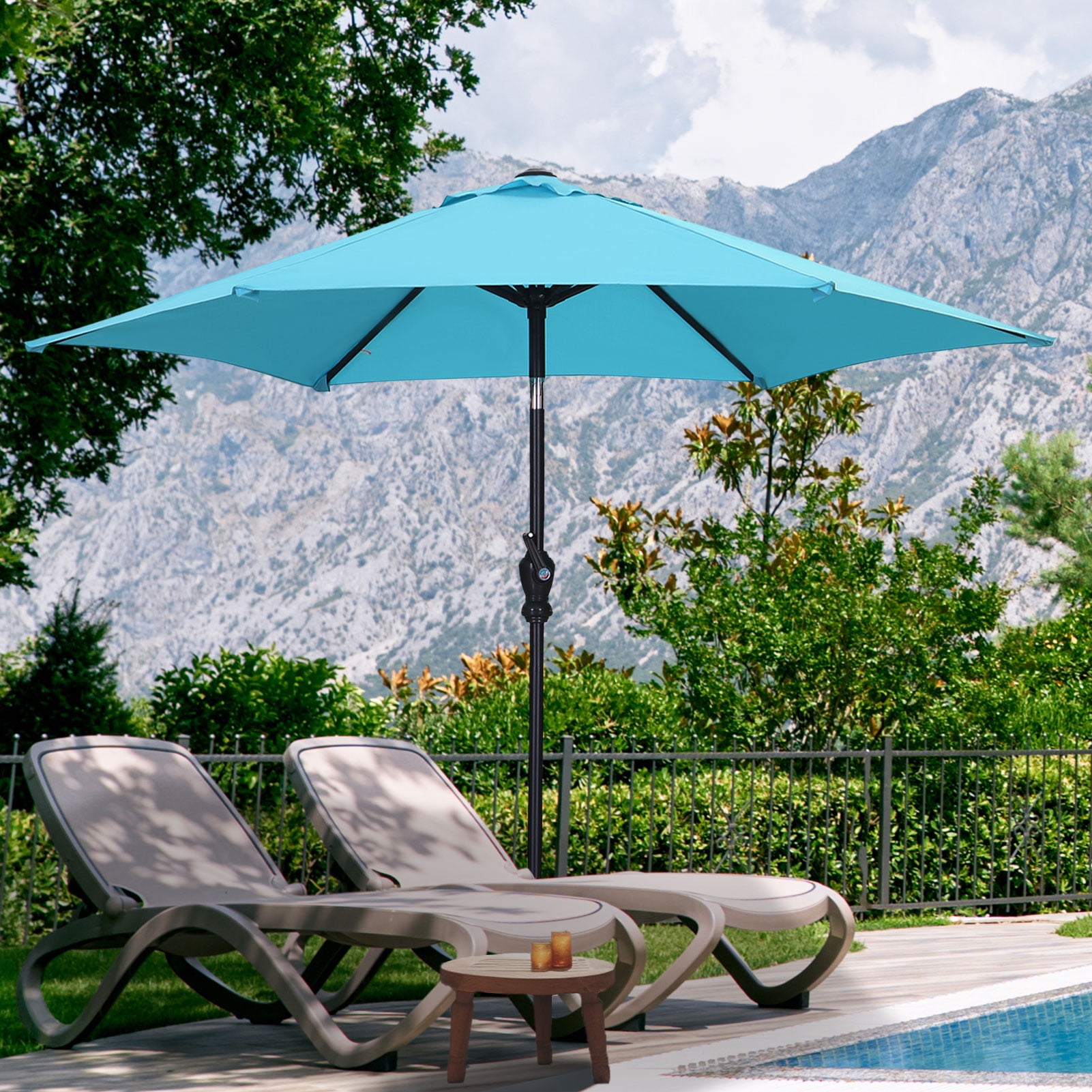 Autlaycil 9ft Outdoor Patio Umbrella 6 Ribs with Tilt & Crank Patio ...