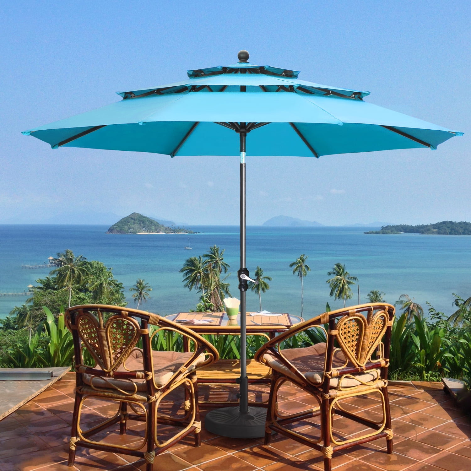 Autlaycil 10FT 3-Tier Adjustable Patio Umbrella for Outdoor Porch and ...