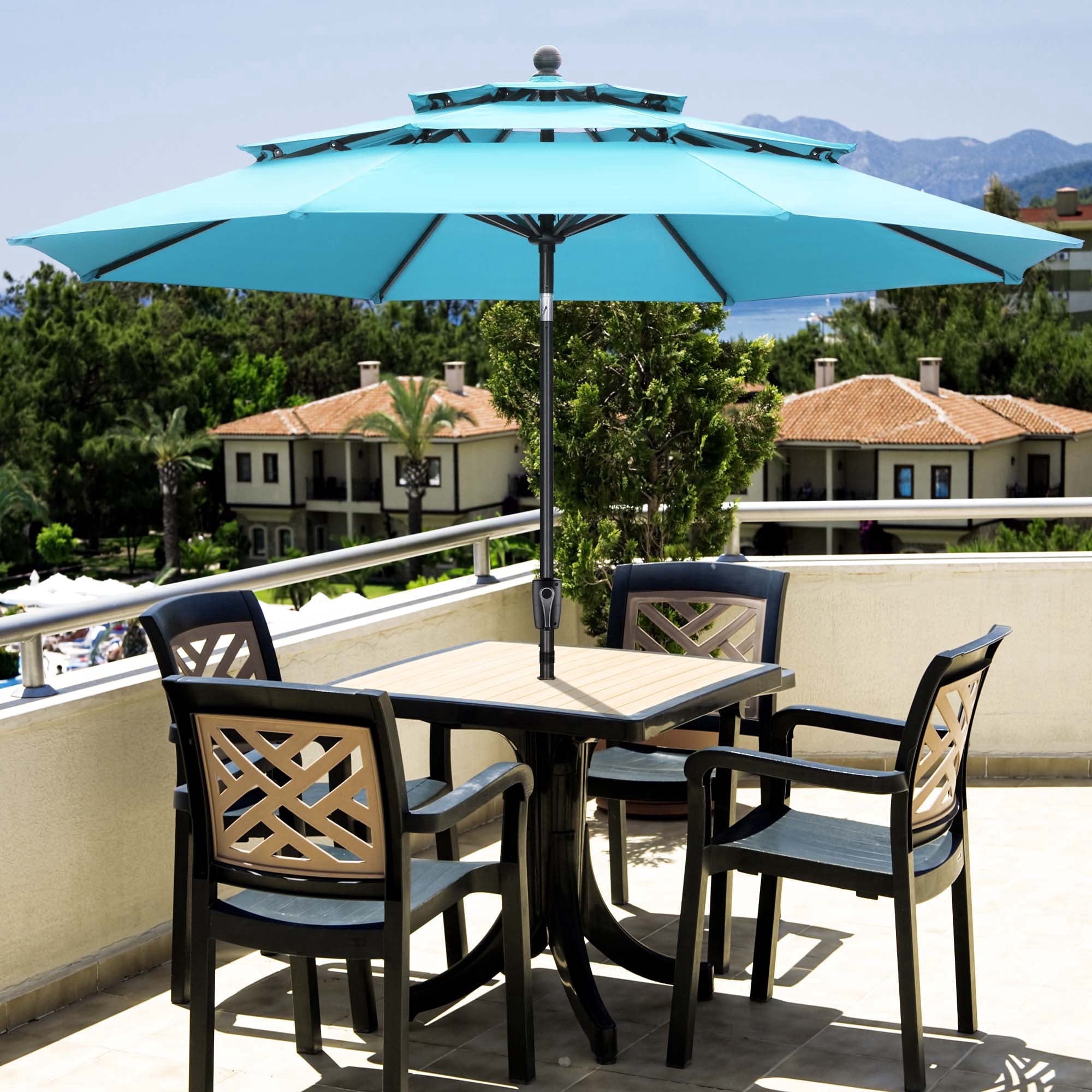 Autlaycil 10FT 3-Tier Adjustable Patio Umbrella for Outdoor Porch and ...