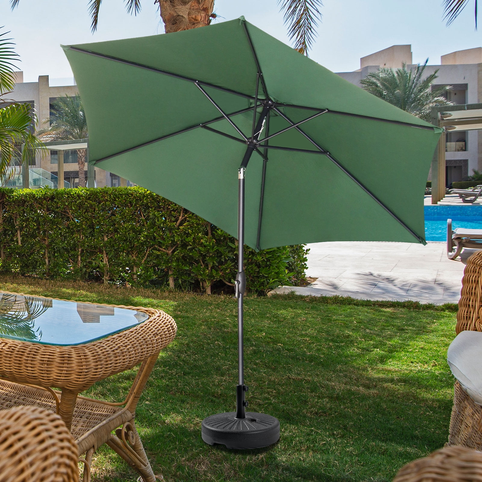 Autlaycil Patio Umbrella 9FT Adjustable Patio Umbrella with Base for ...