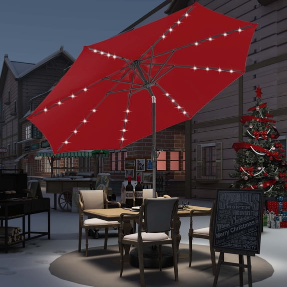 Autlaycil 10 ft Solar Patio Umbrellas with 32 Lights for Market Outdoor ...