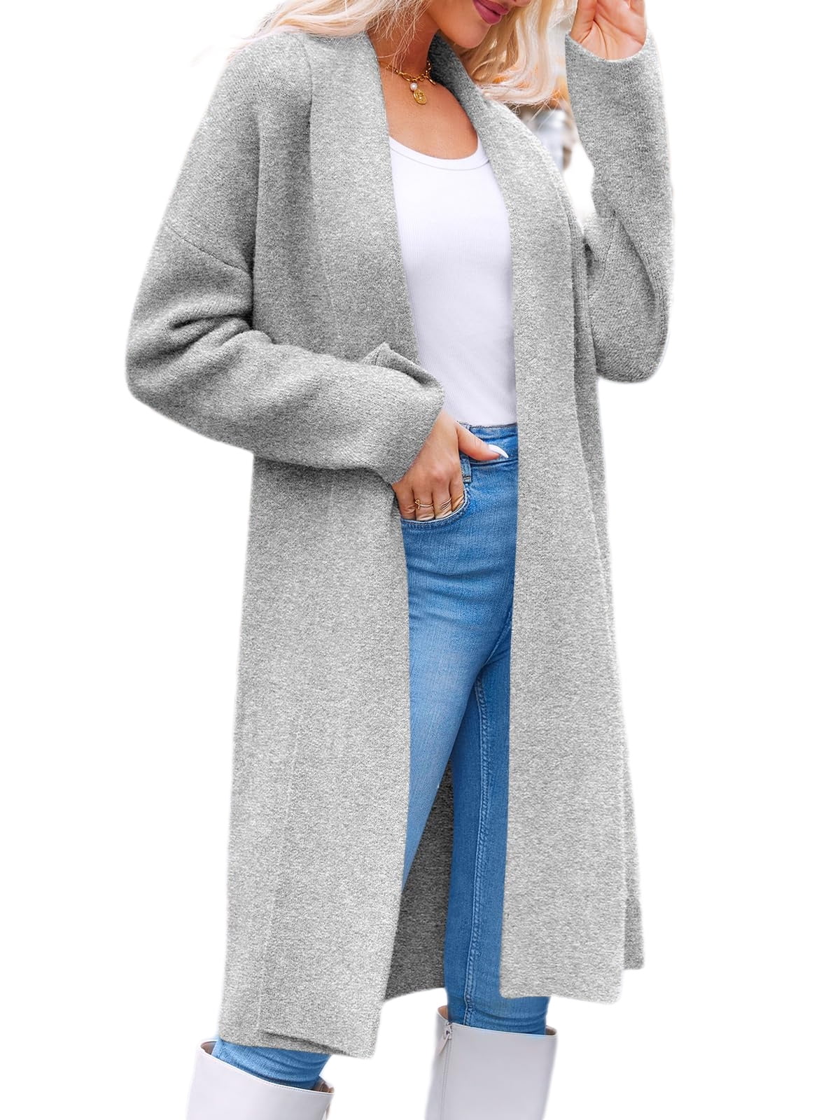 Autmn Fall Women's Open Front Long Cardigan Chunky Knit Jacket ...