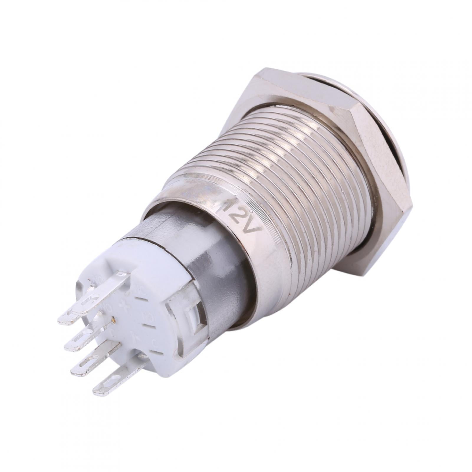 Auto 16mm 1NO 1NC Connection 12V Metal LED Toggle Switch Latching Push ...