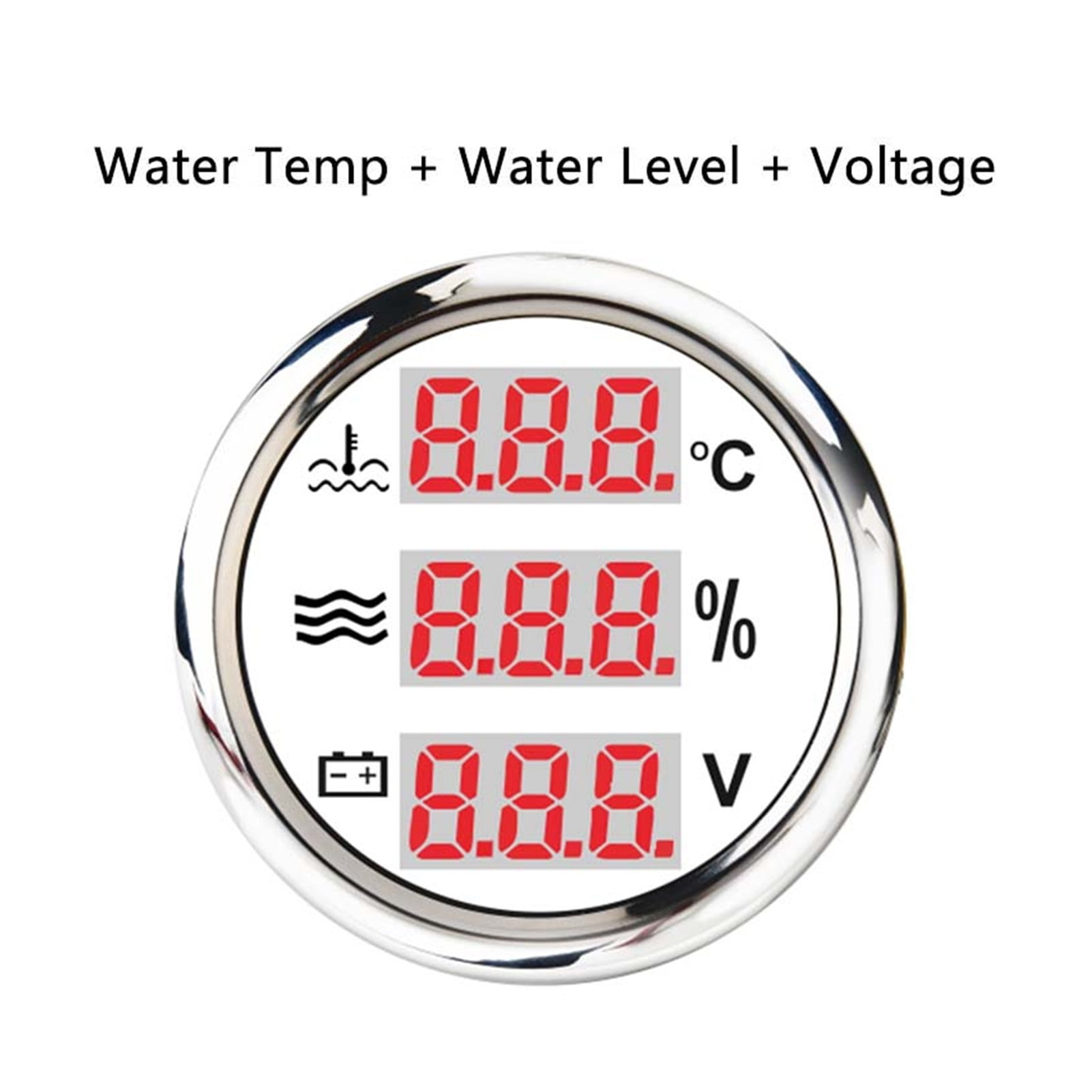 Auto 52mm Water Temp Meter Voltage Oil Pressure 3 in 1 Gauge With Red ...