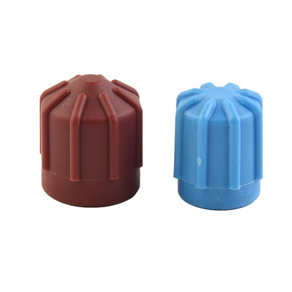Auto AC A/C Valve Cap Set High/Low Side R134a Dust Cover Pair Blue ...