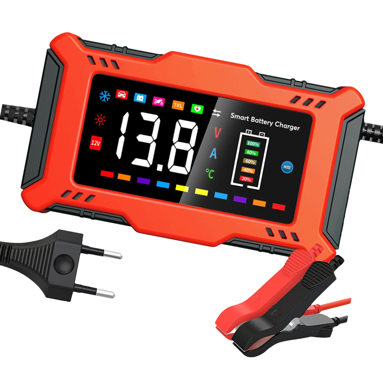 Auto Battery Charger, 12V Vehicle Battery Charger, LCD Display, Quick ...