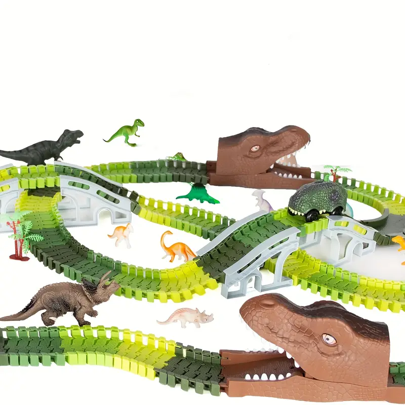 Auto Beyond 265pcs Dinosaur Toys, Build Dinosaur Road Racing Track ...