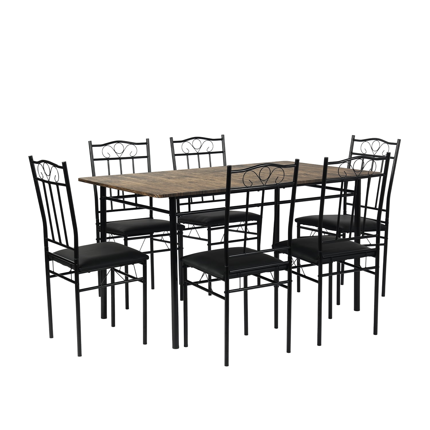 Auto Beyond 4-6 Person Dining Table Set 7-Piece Kitchen Table and Chair ...