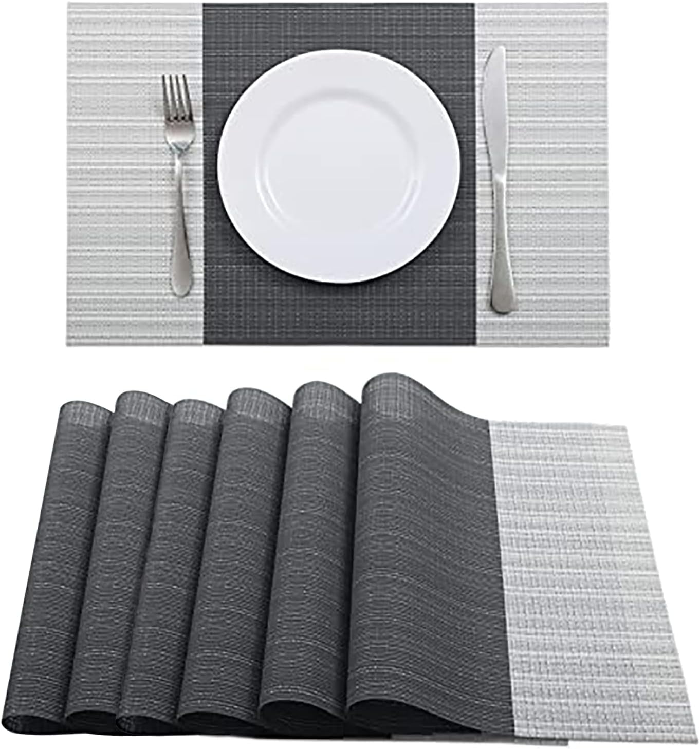 Auto Beyond 6Pcs PVC Placemats, Woven Vinyl Plastic Place Mats for ...