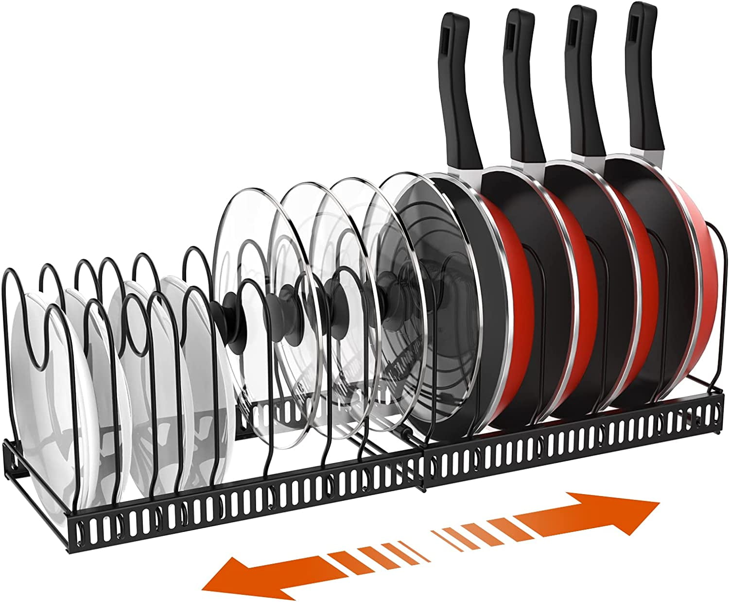 Auto Beyond Pots and Pans Organizer, Expandable Lid Organizer with 14 ...