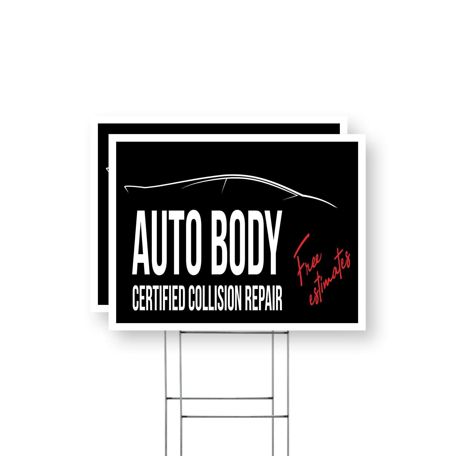 Auto Body Full Collision Repair Yard Sign 2 Pack of 18 Inch x 24 Inch ...