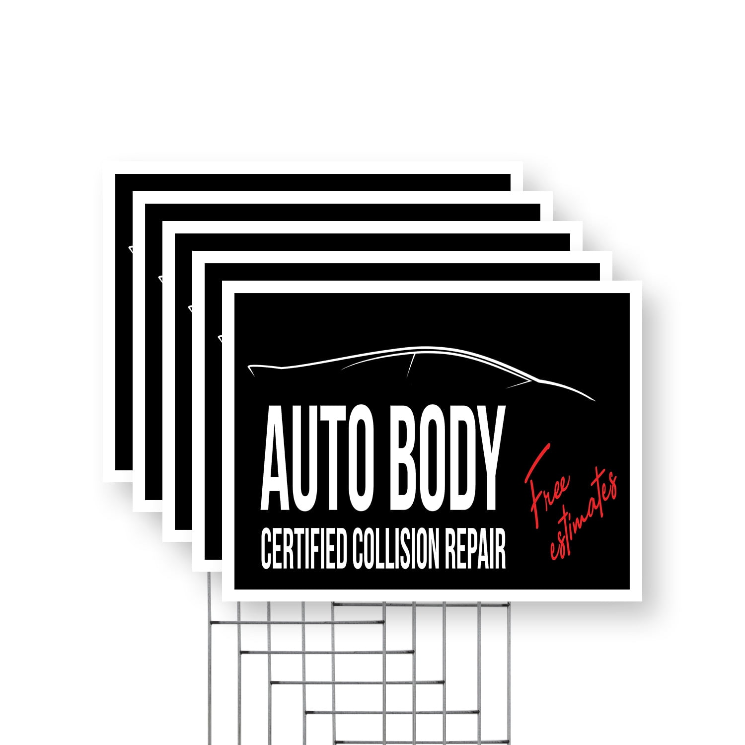 Auto Body Full Collision Repair Yard Sign 5 Pack of 18 Inch x 24 Inch ...