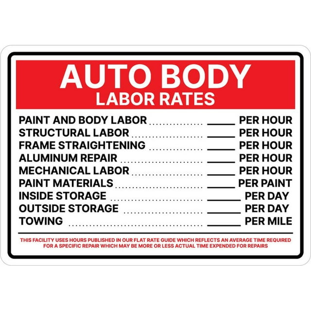 Auto Body Labor Rates Hours Published In Flat Rate Guide Retro Aluminum ...