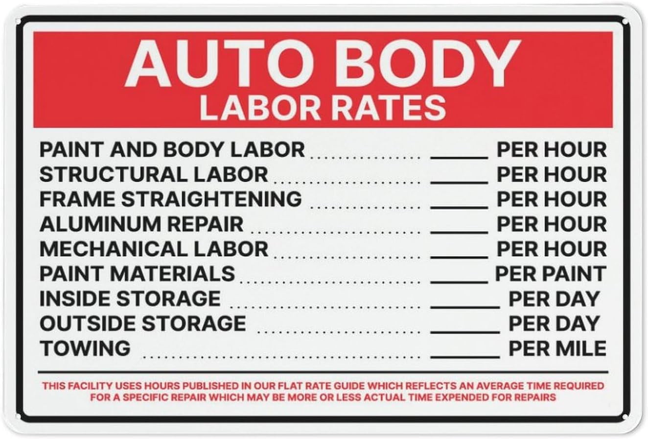 Auto Body Labor Rates - Hours Published In Flat Rate Guide Retro ...