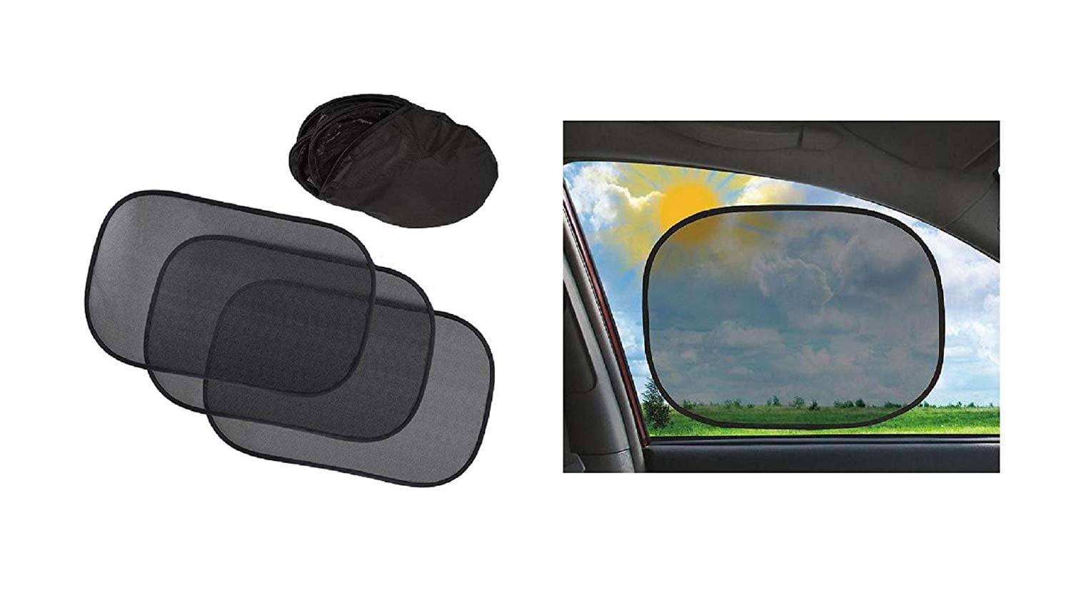 Auto Car Sun Shades 3 pc Set with Holder - 20" x 12.5" Extra Large ...