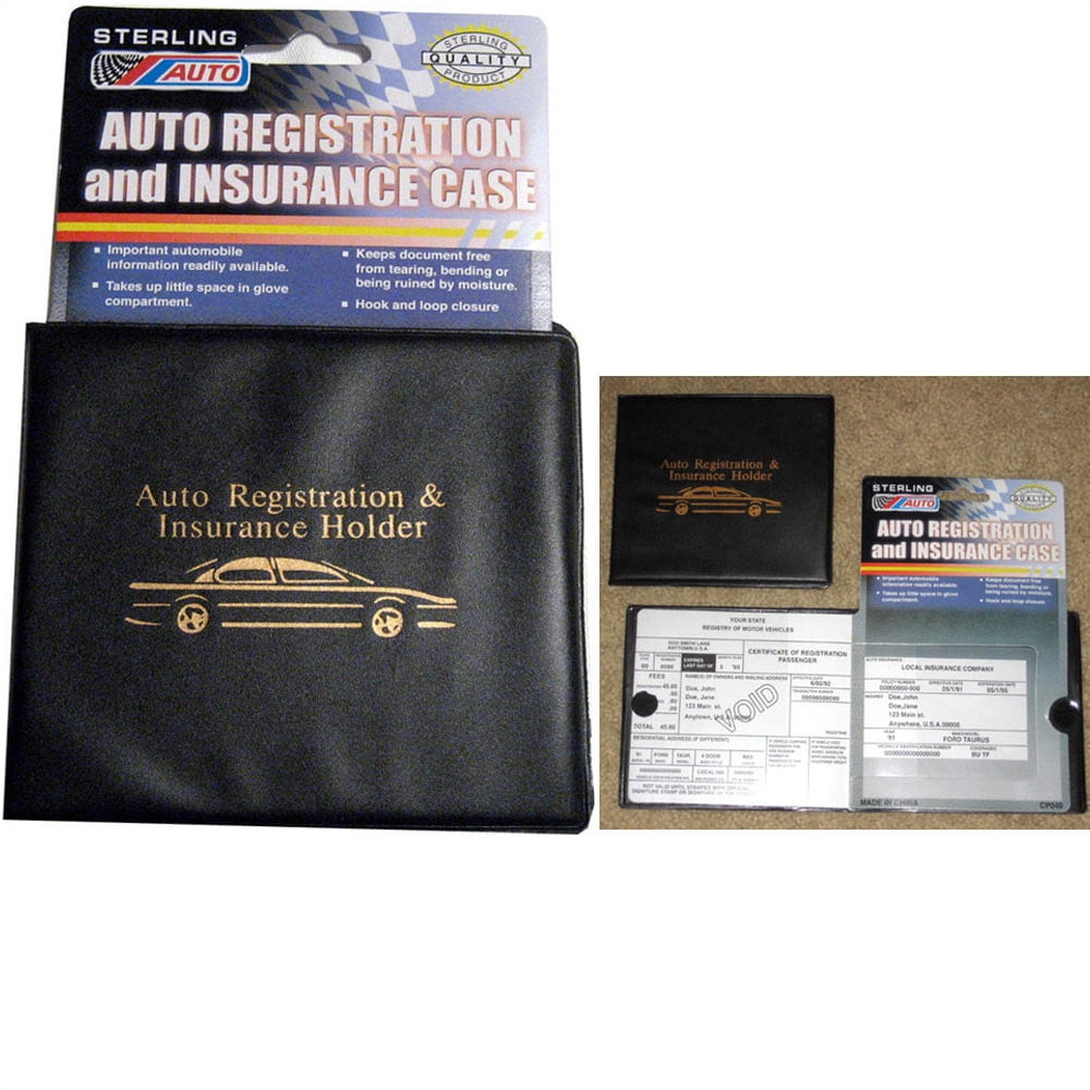 Auto Car Truck Registration Insurance Document Holder Wallet Black Case ...