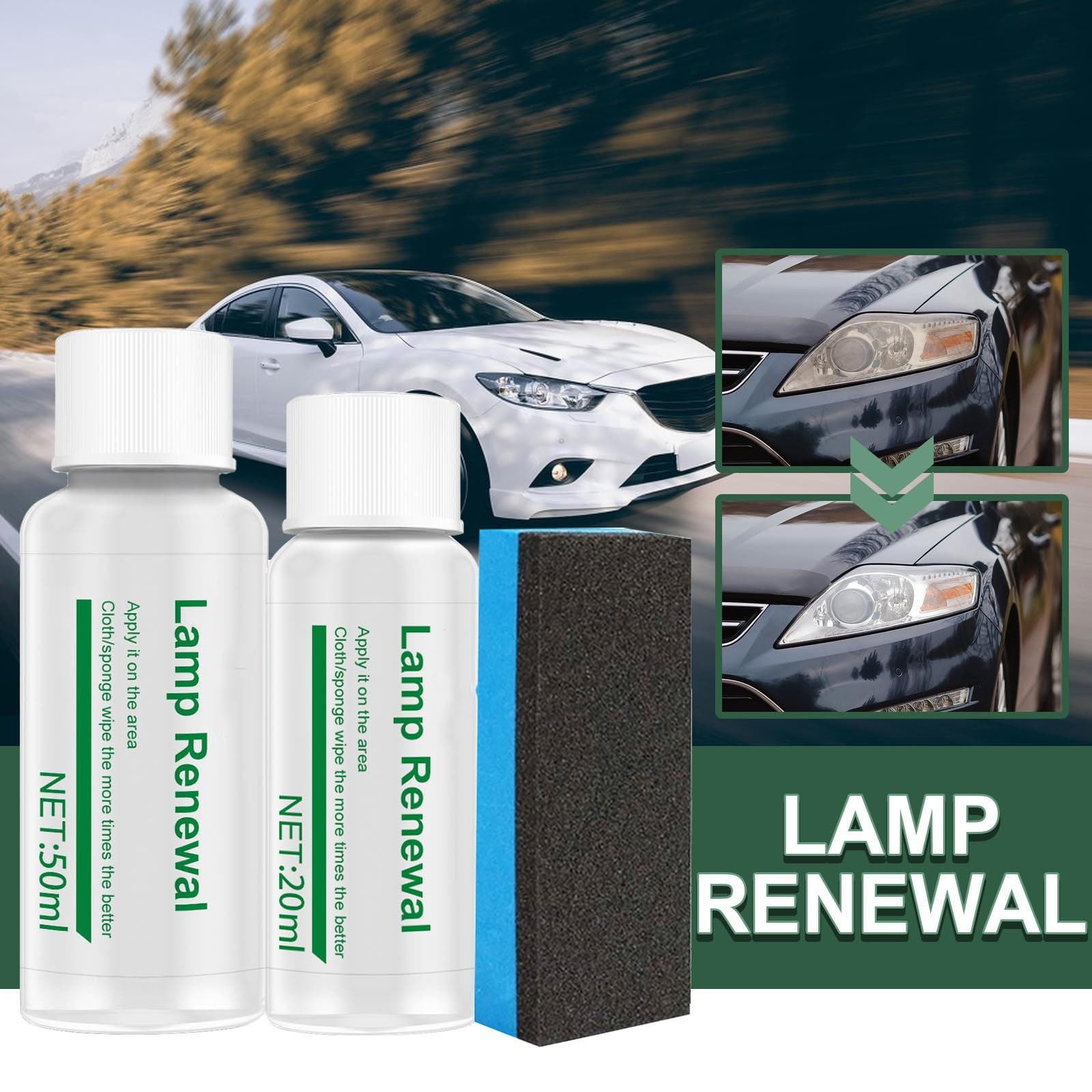 Auto Care Headlight Restoration Fluid Long-Term Effective Polishing Set ...