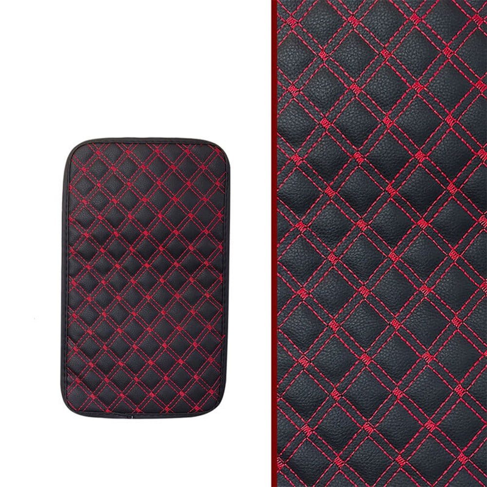 Auto Center Console Pad Quilted Embroidery PU Leather Car Armrest Box ...