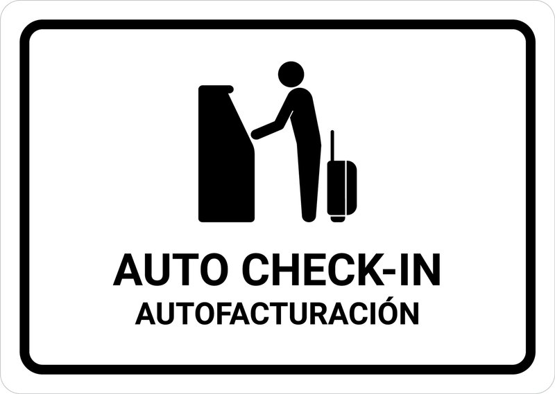 Auto Check In White Bilingual Spanish Sign Metal 12"X8" Rust Free ...