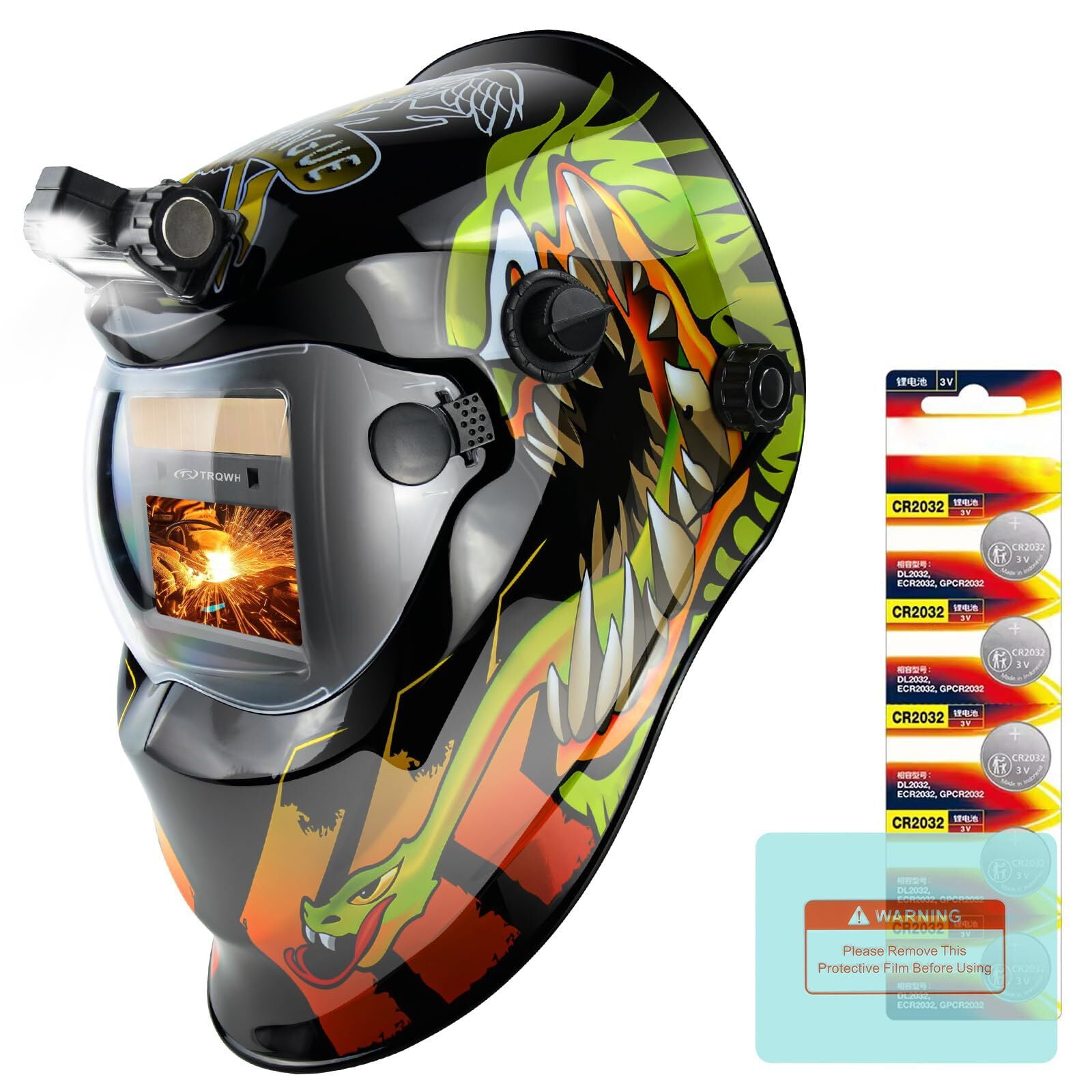 Auto Darkening Welding Helmet, True Color 1/1/1/2 Clarity, Shade 9-13 ...