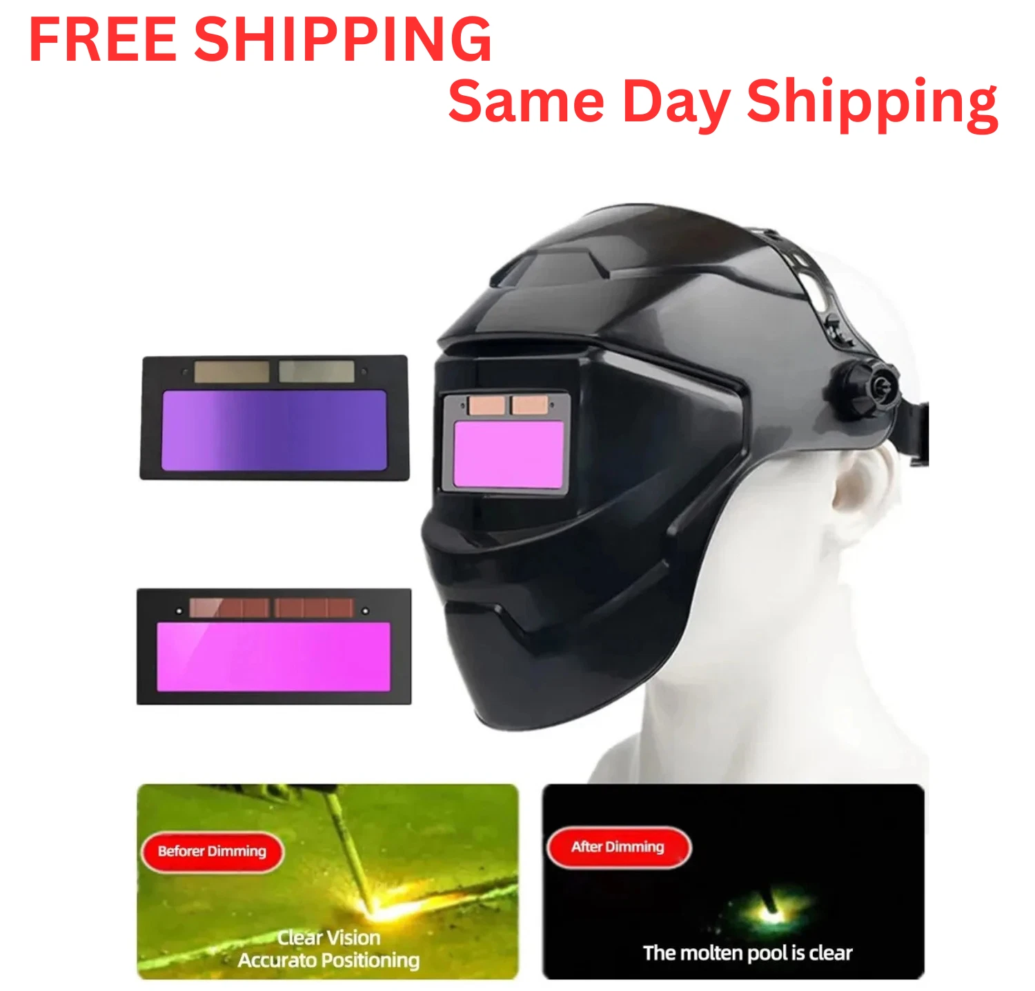 Auto Darkening Welding Helmet, Welding Hood Solar Powered Welding ...