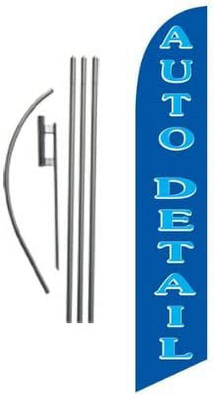 Auto Detail Feather Flag Banner Swooper Flag Kit Car Wash Signs Pole ...