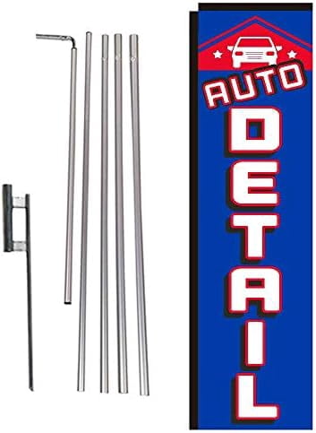 Auto Detail Rectangle Feather Banner Flag with Pole Kit and Ground ...