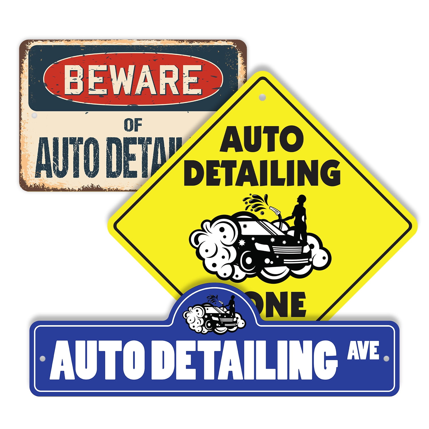 Auto Detailing (3 Pack) Large Plastic Street Sign Crossing Sign Warning ...