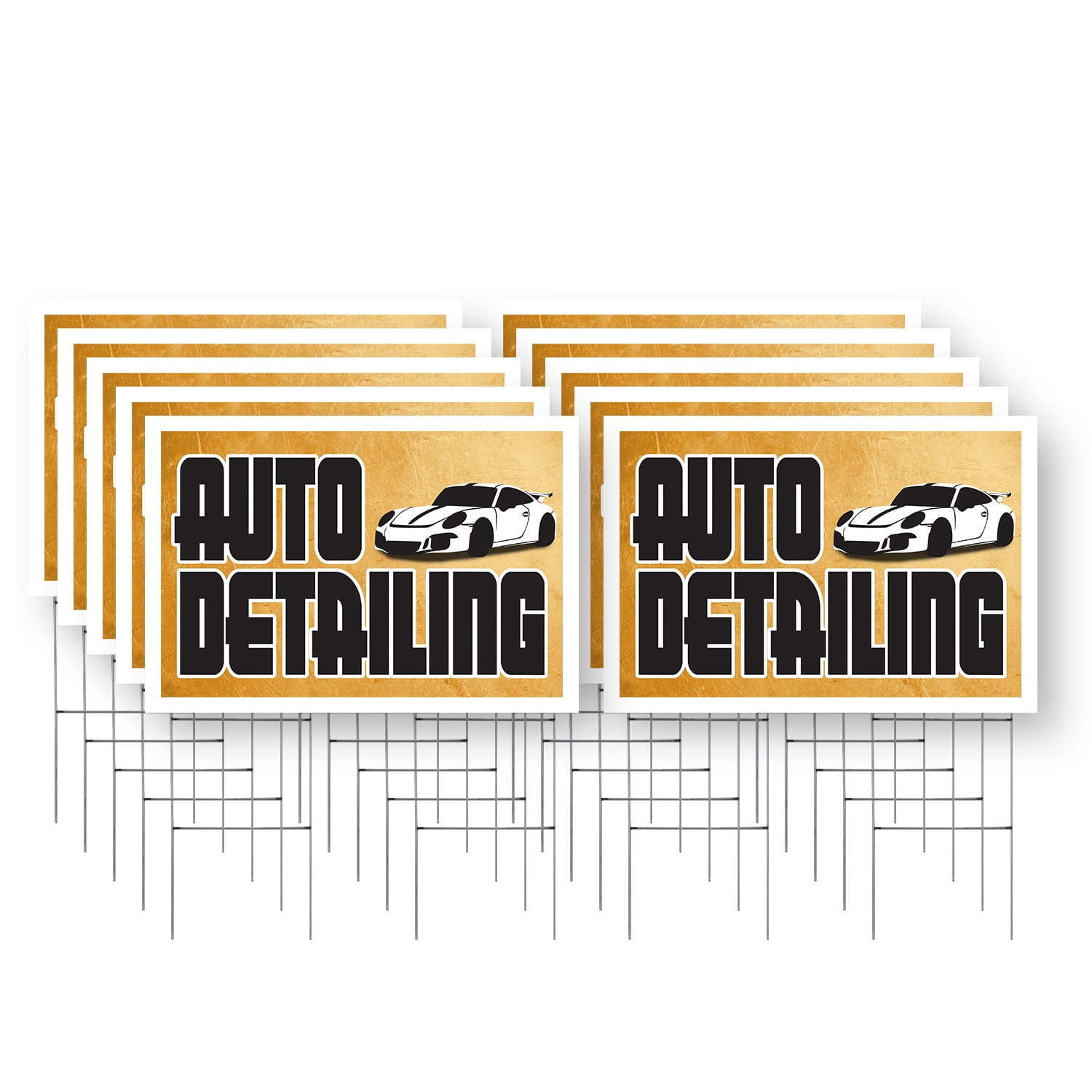 Auto Detailing Yard Sign 10 Pack of 24 Inch x 36 Inch Double Sided ...