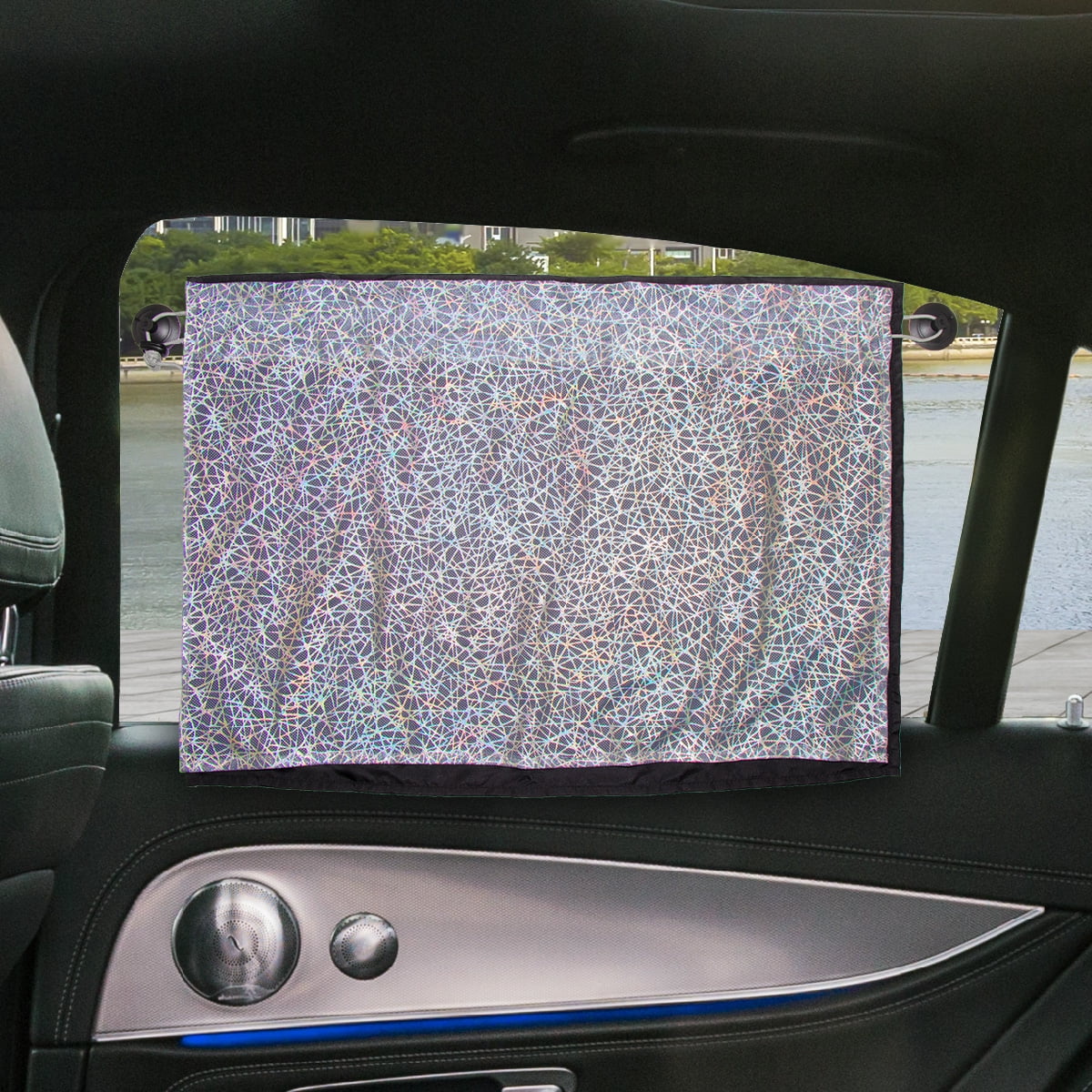 Auto Drive 1 Pair Holographic Side Window Suction Cups Curtain ,25.98"x ...