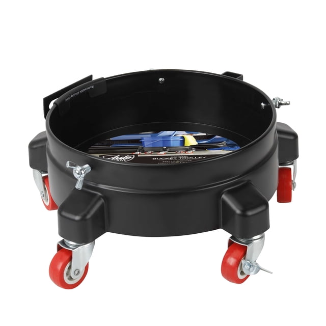 Auto Drive 12-inch Heavy Duty Plastic Garage Bucket Dolly, 5 Wheel with ...
