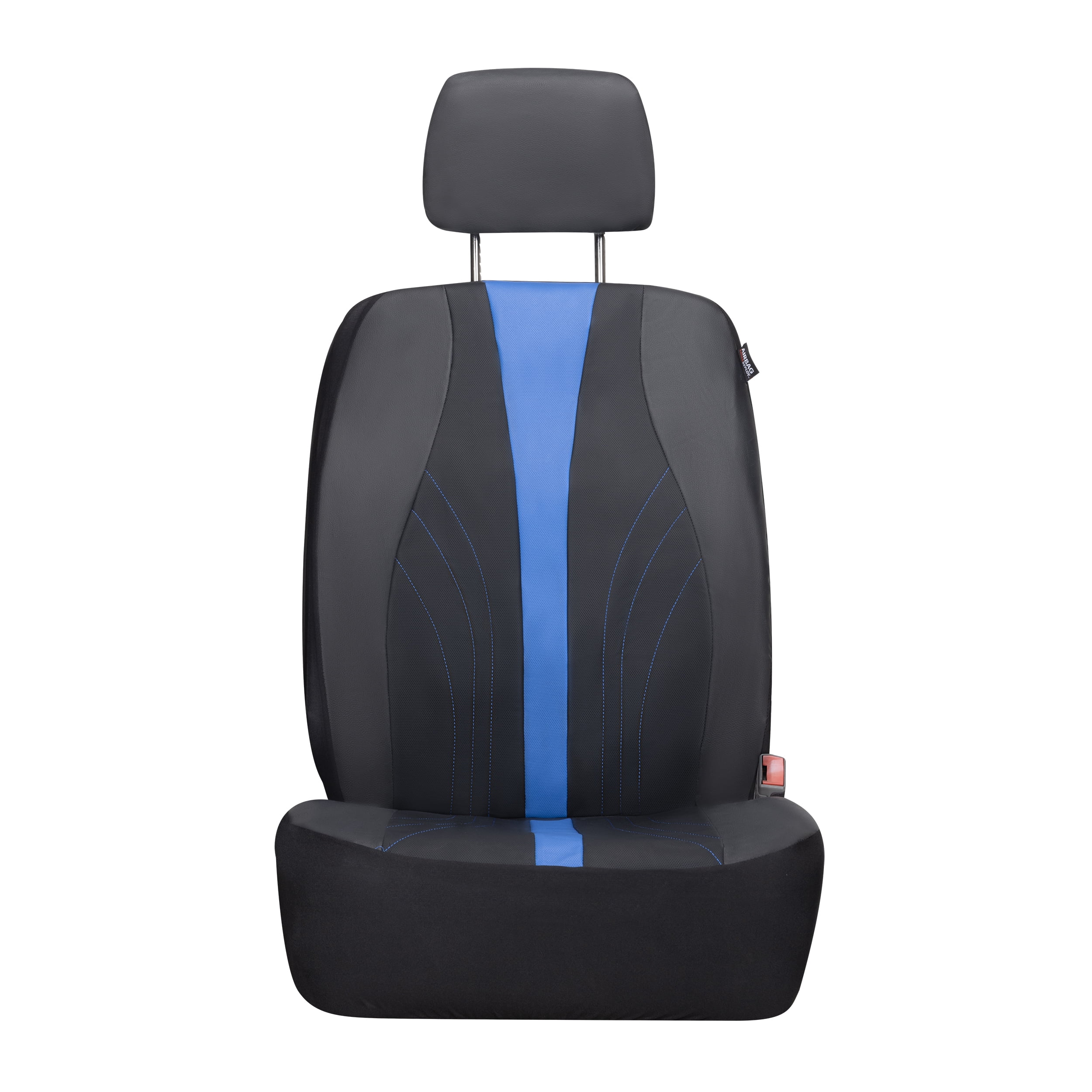 Auto Drive Black Blue Marlo 2-Piece Seat Covers Vegan Leather Airbag ...