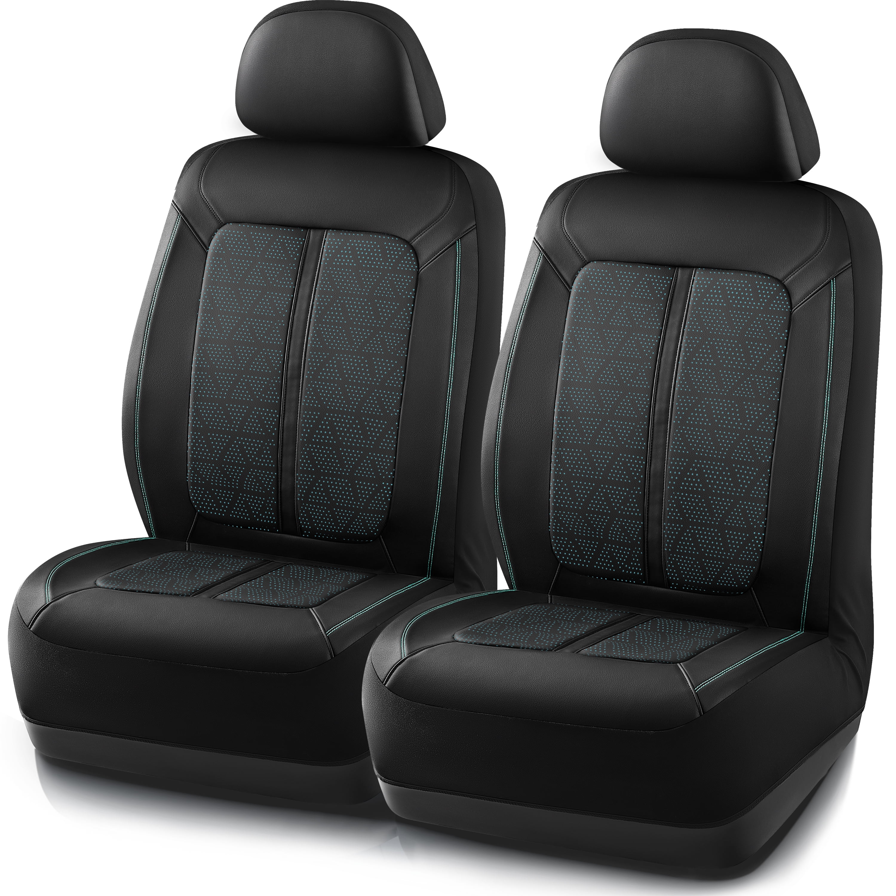 Auto Drive Leather Car Seat Cover 2Piece Black Teal Universal Fit ...