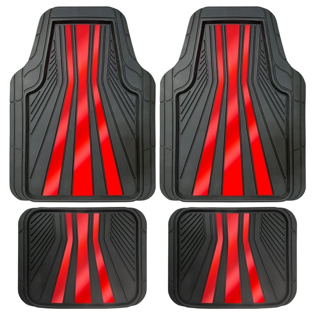 Auto Drive 4 Piece Black and Red Floor Mat Set - Walmart.com