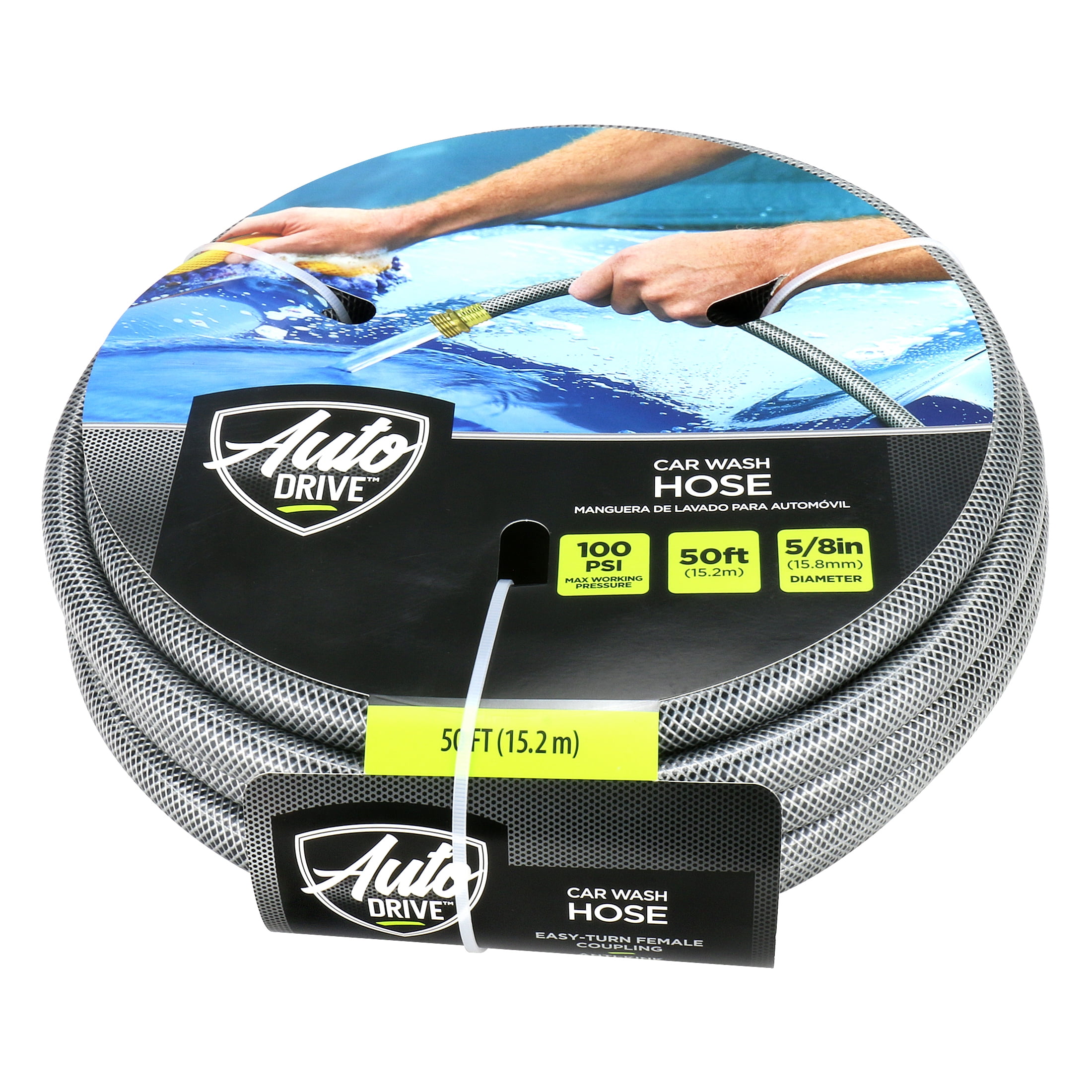 Auto Drive 50 ft PVC/Hybrid Car Wash Hose 5/8 inch diameter flexible ...