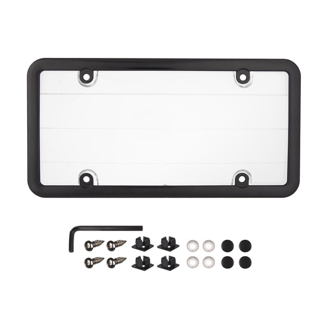 Auto Drive Black Anti-theft License Plate Cover and Frame - Walmart ...