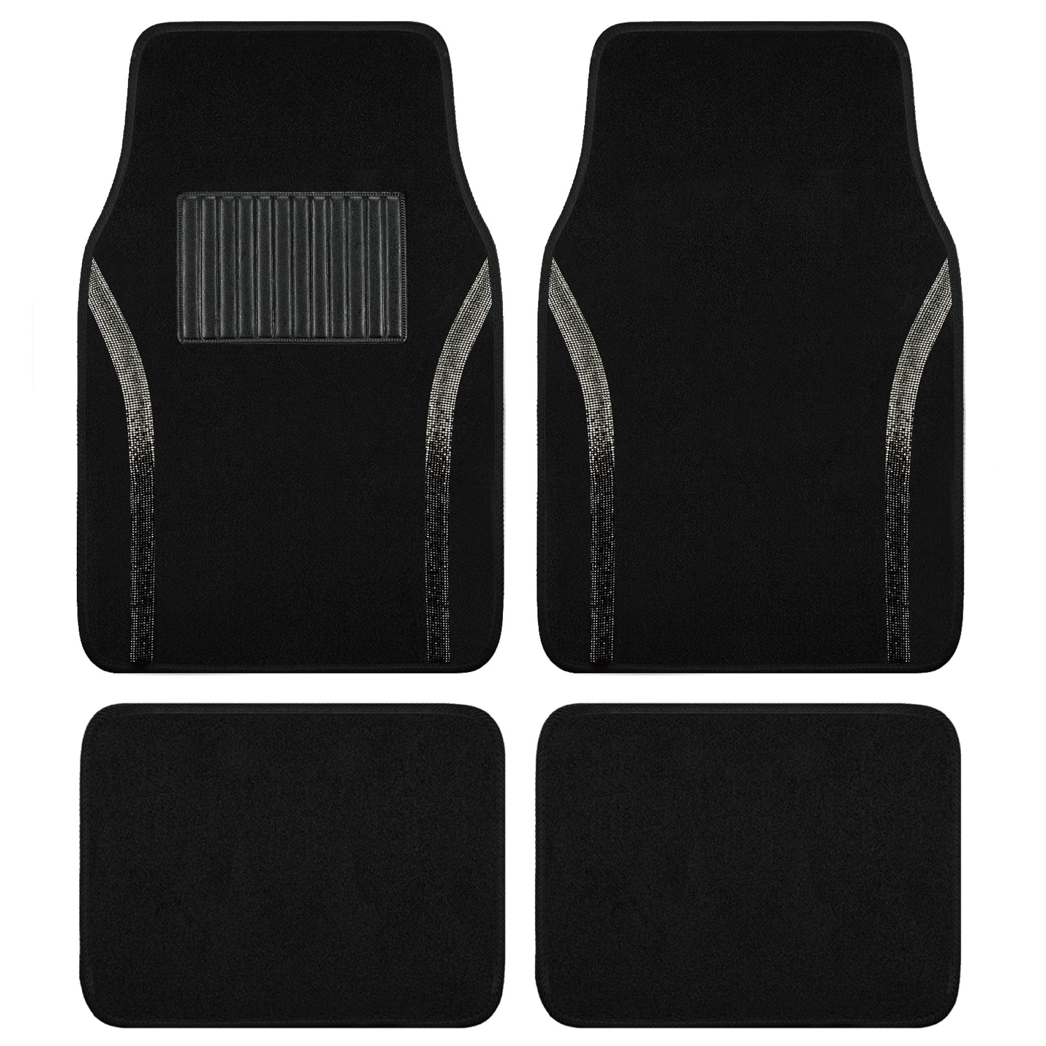 Auto Drive Bling Diamond Car Floor Mats, 4-Piece Glitter Carpet Set ...