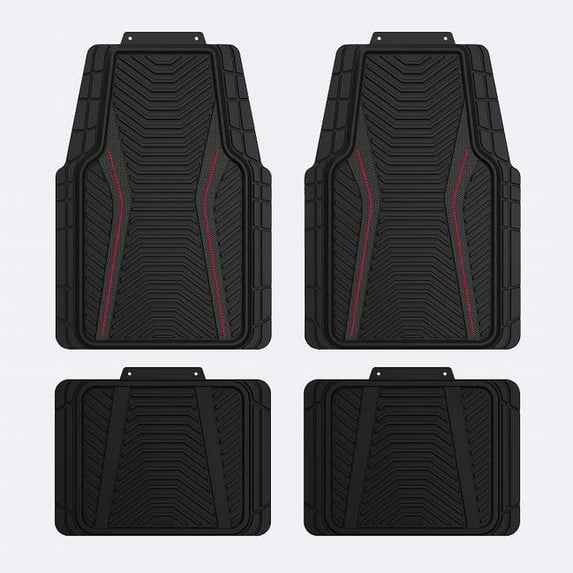 Auto Drive Heavy Duty Rubber Car Floor Mats, All-Weather, Universal Fit, Carbon Polymer ...